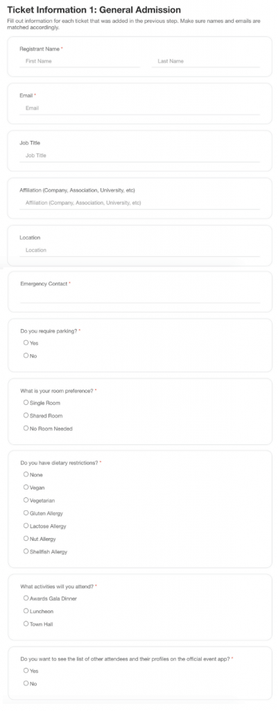 Event Registration Form for General Attendees - Whova